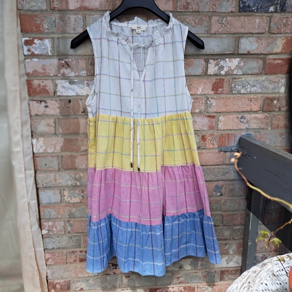 entro | Dresses | Entro Pastel Plaid Colorblock Tiered Aline Dress ...